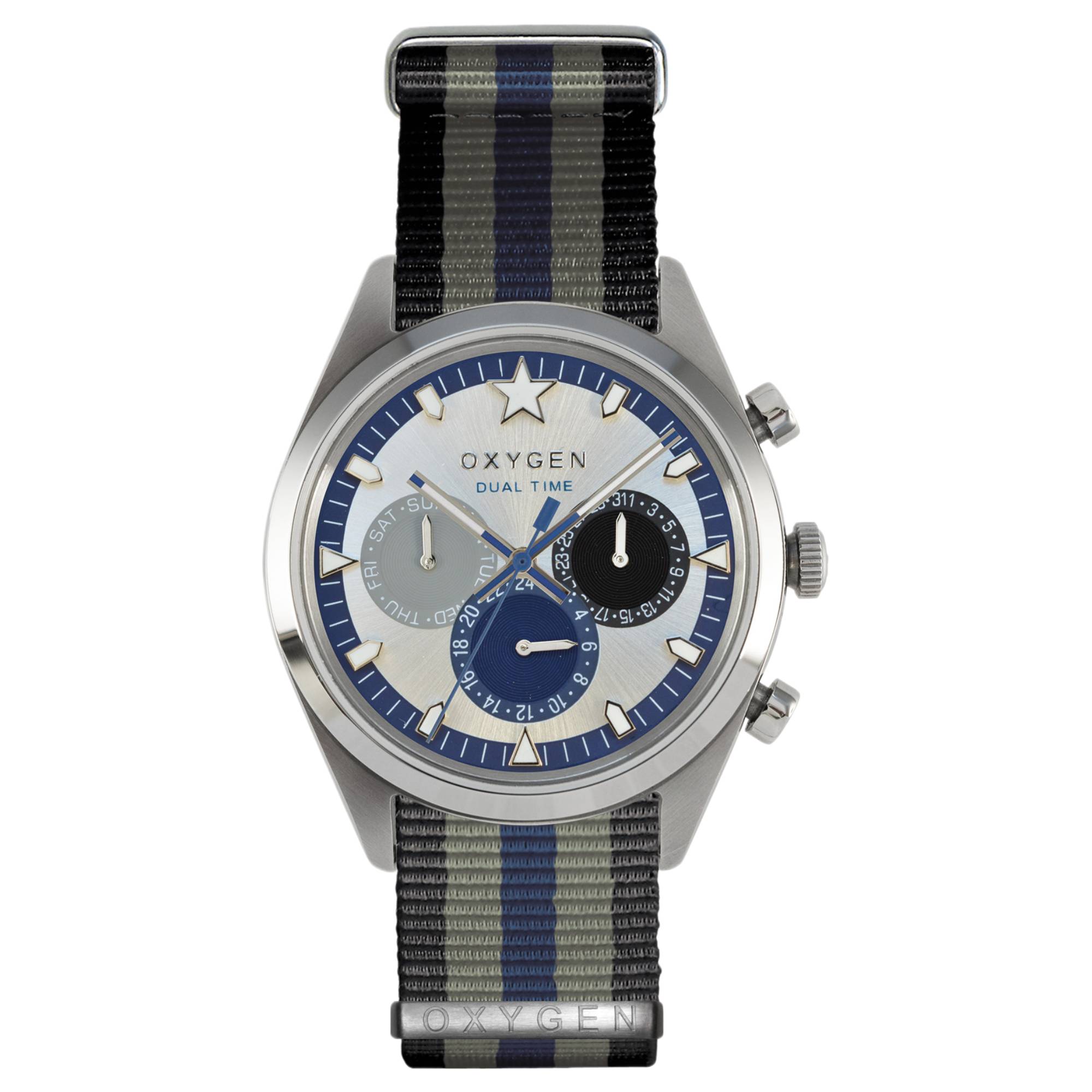 Oxygen EX-SDT-PAC-40-NN-BLGRNA Pacific 40 Dual Time Watch – H S Johnson